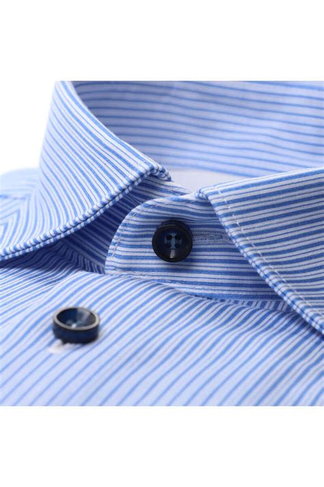 Marvelis Modern Fit Jersey shirt blauw/wit, Gestreept | Overhemden.com