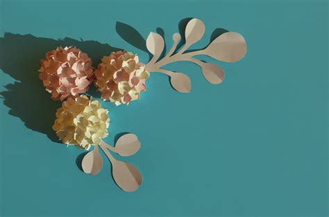 아름 다운 큰 종이 꽃입니다 휴가를 위한 세련된 인테리어와 인테리어의 벽 디자인의 배경입니다 꽃 나무에 대한 스톡 사진 및 기타