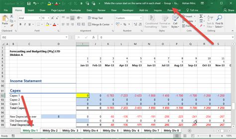 Make The Cursor Start On The Same Cell In Each Sheet • Za