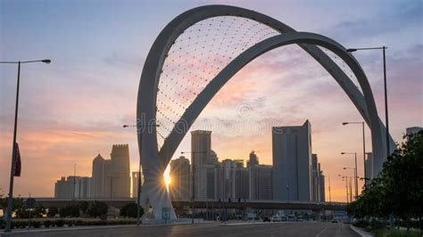 5th June Arch Bridge In Doha To Lusail Public Highway Stock Image