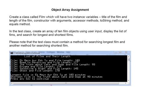 Solved Object Array Assignment Create A Class Called Film