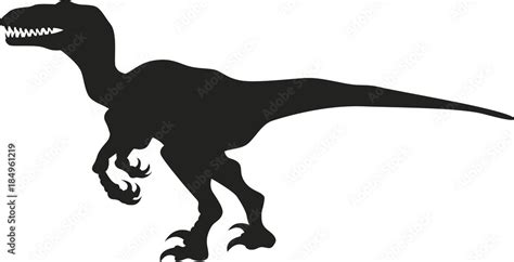 Vector Silhouette Of A Velociraptor Dinosaur Stock Vector Adobe Stock