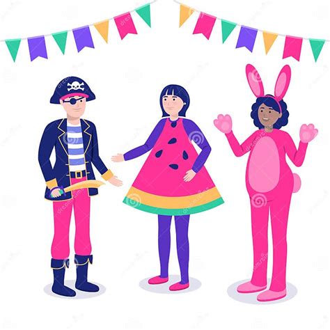 Flat Carnival Costumes Set Vector Illustration Stock Vector