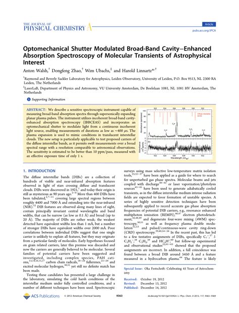 Pdf New Developments Of Broadband Cavity Enhanced Spectroscopic