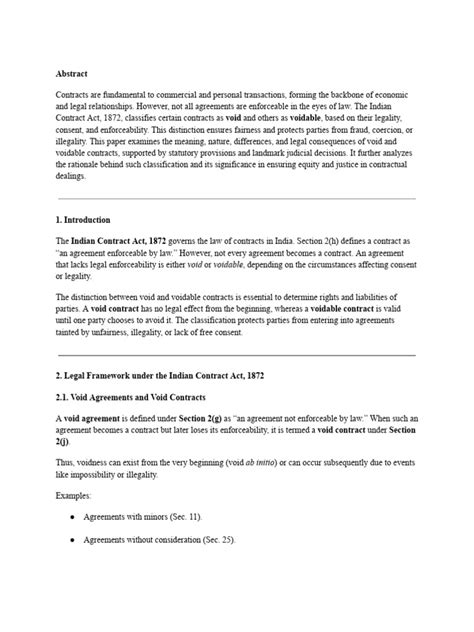 Void And Voidable Contracts Under The Indian Contract Act 1872 Pdf