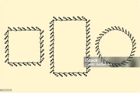 프레임 윤곽선 세트 손으로 그린 장식용 블랙 그레이 잉크 스트로크 테두리 지그재그 낙서 브러시 라인 원 사각형 사각형 기하학적 모양 흰색 배경 벡터 벡터에 대한 스톡 벡터