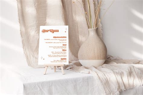 Retro Bar Menu Sign Wedding Bar Signs Custom Bar Sign Editable Bar