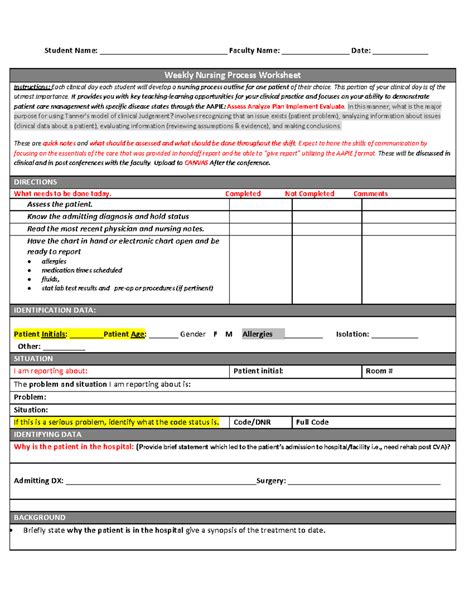 Nurs 101l Nursing Process Worksheet Student Name