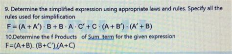 Solved Determine The Simplified Expression Using Chegg