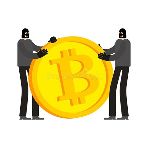 Thief Stolen Bitcoin Criminal Stole Cryptocurrency Stock Vector