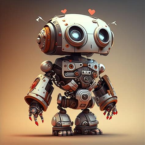 Premium Photo Generative Ai Cute White Smiling Robotic Teen Mini Unit Robot Toy Gesturing Cute