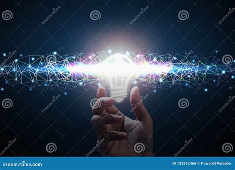 Business Idea Men Hand Holding Light Bulb Polygon Color Line Stock Illustration Illustration