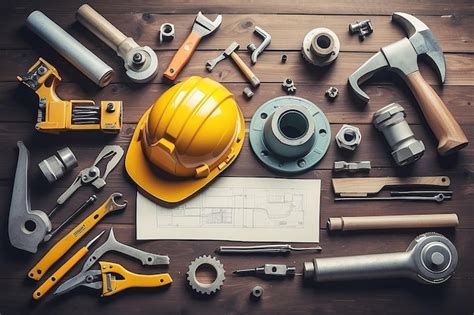 Top View Of Engineering Objects Construction Concept Premium Ai