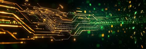 Glowing Patterns Of A Digital Matrix Illuminate The Dark Surroundings