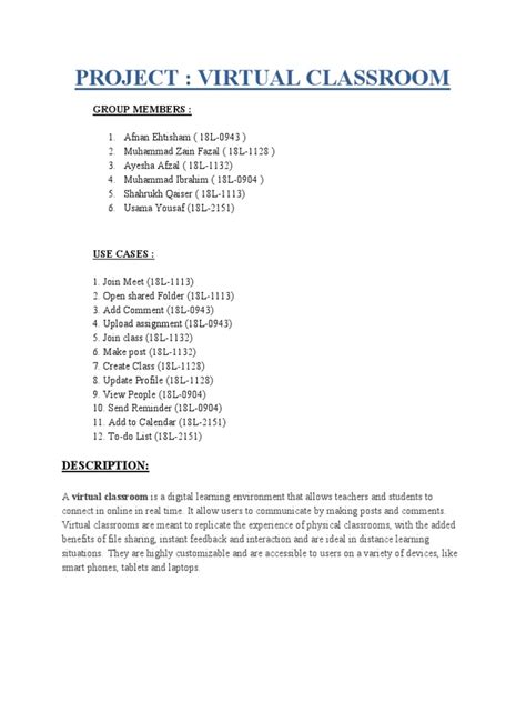 Project Virtual Classroom Description Descargar Gratis Pdf Use