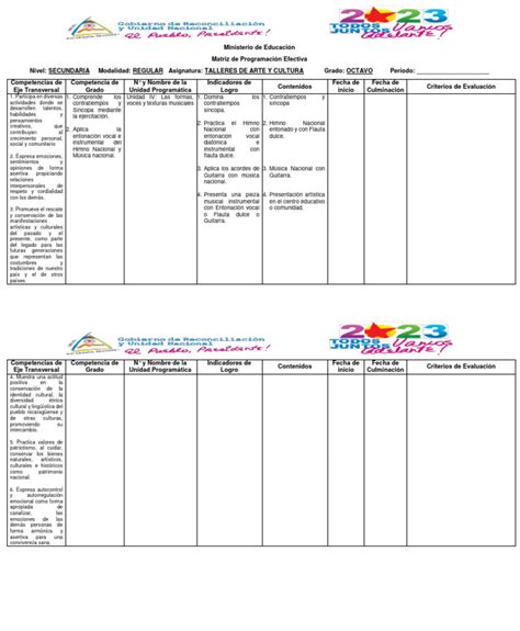 Matriz De Programación Efectiva Tac Octavo Grado Pdf