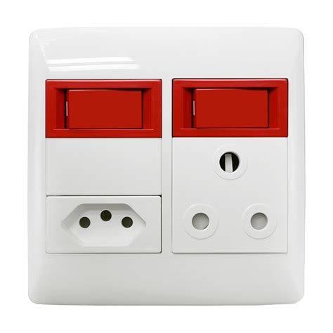 Diamond Mixed Socket STD Plus Slimline With Single Pole Red Switch Crabtree Electrical