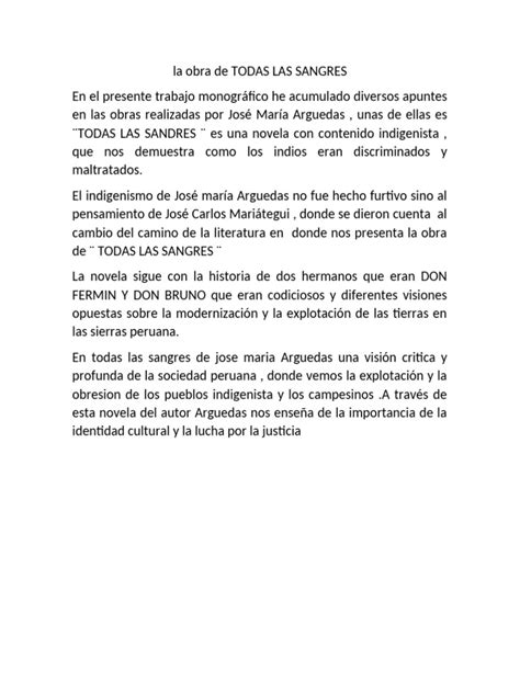 La Obra De Todas Las Sangres Pdf