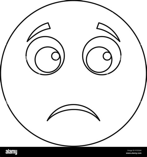 Sourire Triste Icône Fine Ligne Vecteur Illustration De Licône Triste