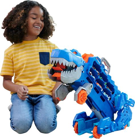 City Toy Car Track Set Ultimate T Rex Transporter Dinosaur Hauler For