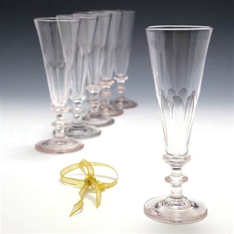 Set Of Six Victorian Champagne Flutes C1860