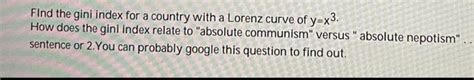Solved FInd The Gini Index For A Country With A Lorenz Curve Chegg