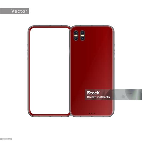 빈 흰 스크린을 가진 새로운 스마트폰입니다 흰색 배경에 고립 현실적인 벡터 일러스트입니다 개념에 대한 스톡 벡터 아트 및 기타 이미지 Istock