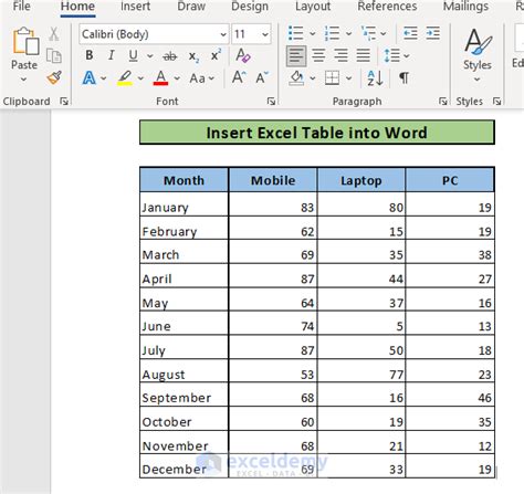 How To Insert Excel Table Into Word Easy Ways Can You Insert An Excel