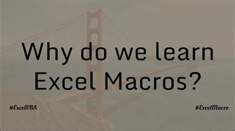 Why Do We Learn Excel Macro Excel VBA Macros Hindi YouTube