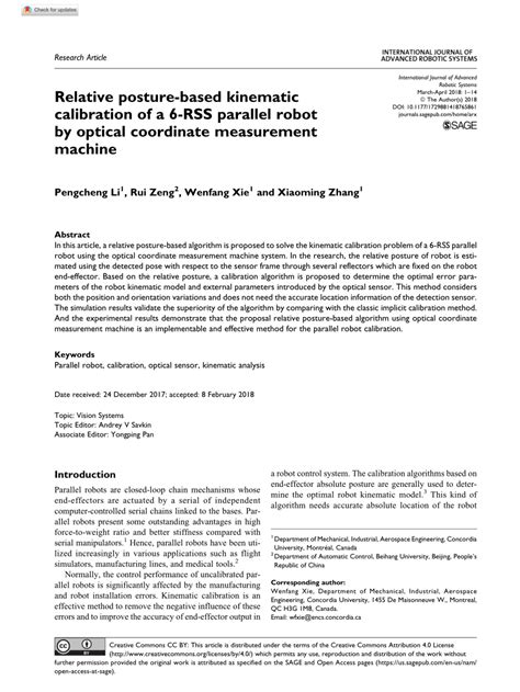 Pdf Relative Posture Based Kinematic Calibration Of A 6 Rss Parallel