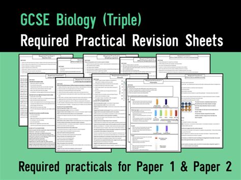 GCSE Biology AQA Required Practical Revision Sheets Teaching Resources