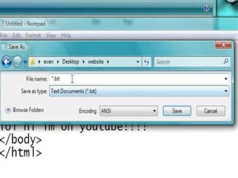 HOW TO MAKE HTML IN NOTEPAD PART THE BASICS YouTube