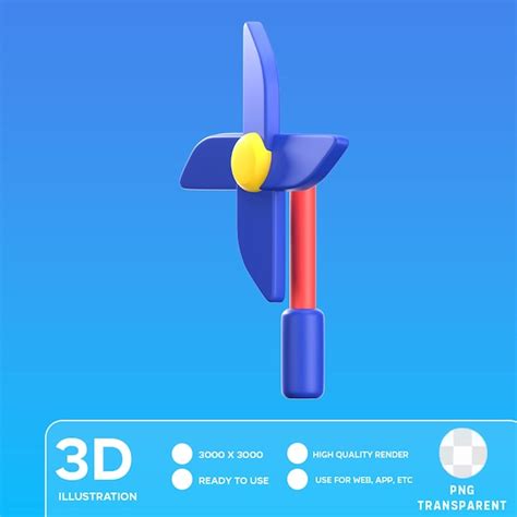 Premium Psd Psd Windmill Toy 3d Illustration