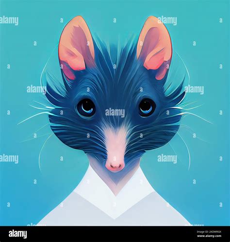 Abstract Mouse Portrait Cartoon Mouse Head Digital Illustration Stock