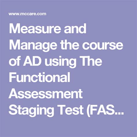 Measure And Manage The Course Of Ad Using The Functional Assessment