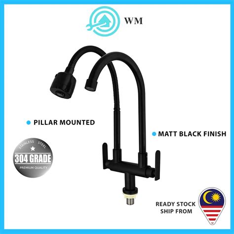 Wm Kitchen Faucet Double Flexible Shower Stainless Steel Sus 304 Pillar