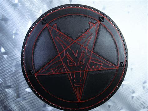 Leather Backpatch Carved Pentagram Black Metal 006