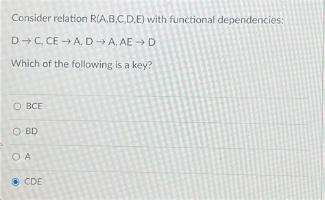 Solved Consider Relation Rabcde ﻿with Functional