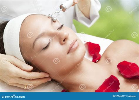 Young Beautiful Woman Having Facial Massage Stock Image Image Of Care