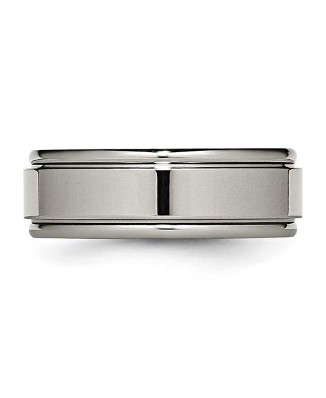 Chisel Titanium Polished Grooved Edge Wedding Band Ring Macys