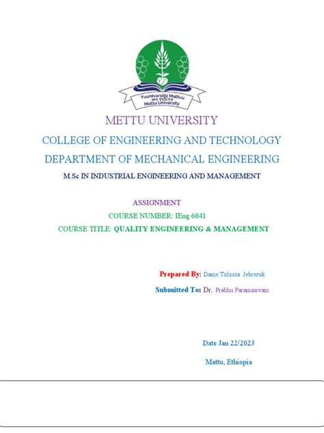 Quality Engineering Assignment Final Pdf Moving Average Standard