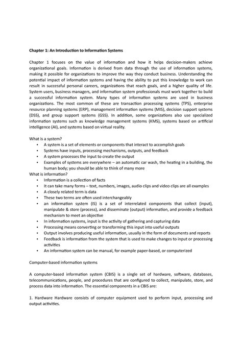 Introduction To Information Systems Chapter 1 An Introduction To Information Systems Chapter
