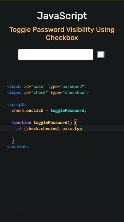 Javascript Toggle Password Visibility Using Checkbox Shorts Youtube