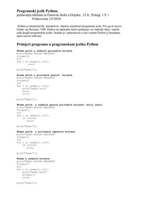 Python Primjeri Programa Pdf
