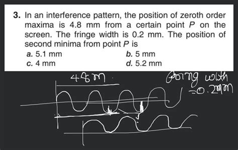 In An Interference Pattern The Position Of Zeroth Order Maxima Is 4 8 Mm