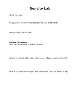 Density Lab By Spiffy Science And More TPT