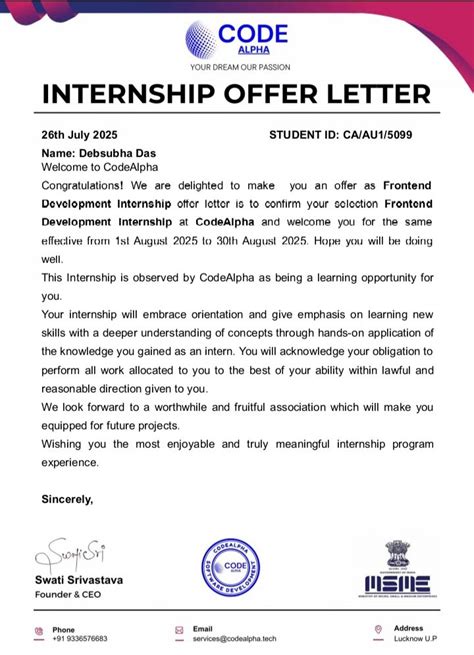 Frontenddevelopment Internship Codealpha Webdevelopment Learningbydoing Grateful