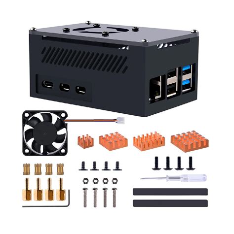 52pi Raspberry Pi 5 Aluminum Case Black Brick Enlosure With Cooling