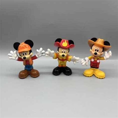 Disney Mickey Mouse Clubhouse Figurines Firefighter Worker And Farmer £