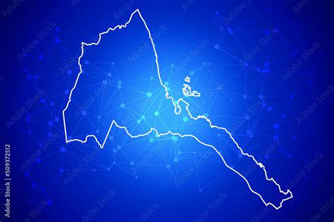 Eritrea Map Technology With Network Connection Background Stock Vector